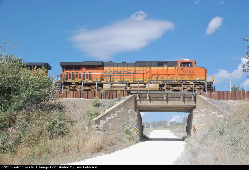 BNSF 6792, 6062 leading an EB coal train through Afton, IA.